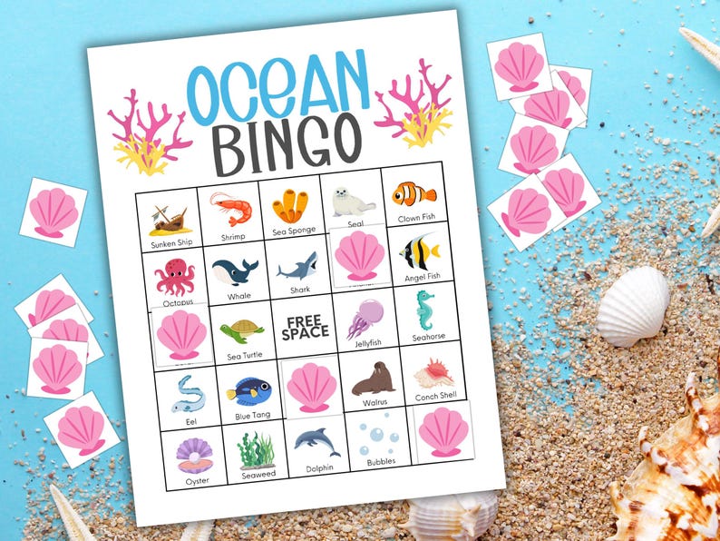 Ocean Bingo, Under the Sea Bingo, 30 Printable Ocean Bingo Cards ...