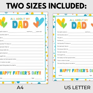 All About My Daddy Printable, Father's Day Gift, All About Daddy ...