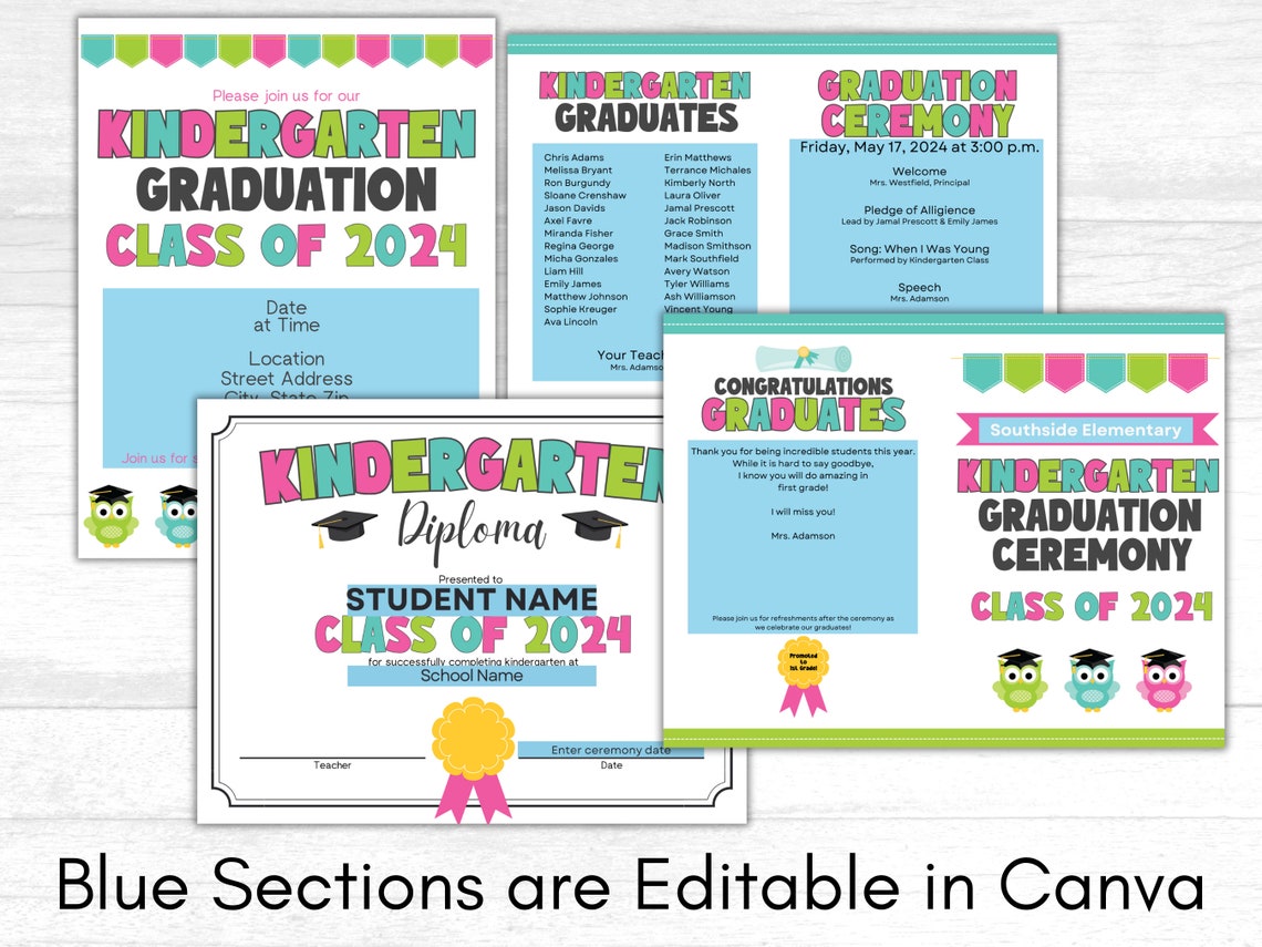 Kindergarten Graduation Templates, Graduation Program, Kindergarten ...
