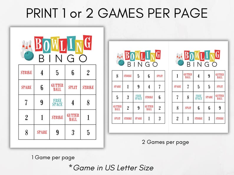 Bowling Bingo Cards, Bowling Game, Bowling Bingo Kids, Bowling Party ...