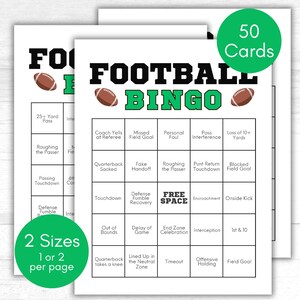 Football Bingo, Football Watch Party Game, Football Game Printable ...