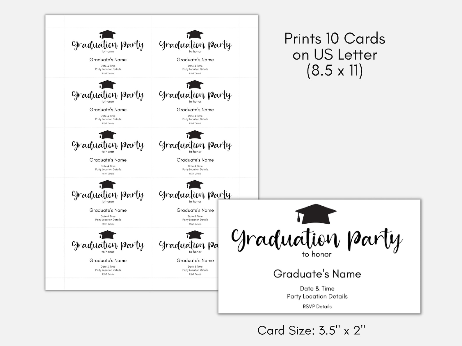 Printable Graduation Insert Card, Graduation Party Insert, Graduation ...