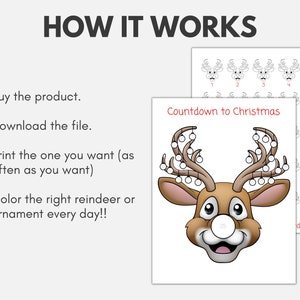 Reindeer Christmas Countdown Printable Coloring Page, Printable Sign ...