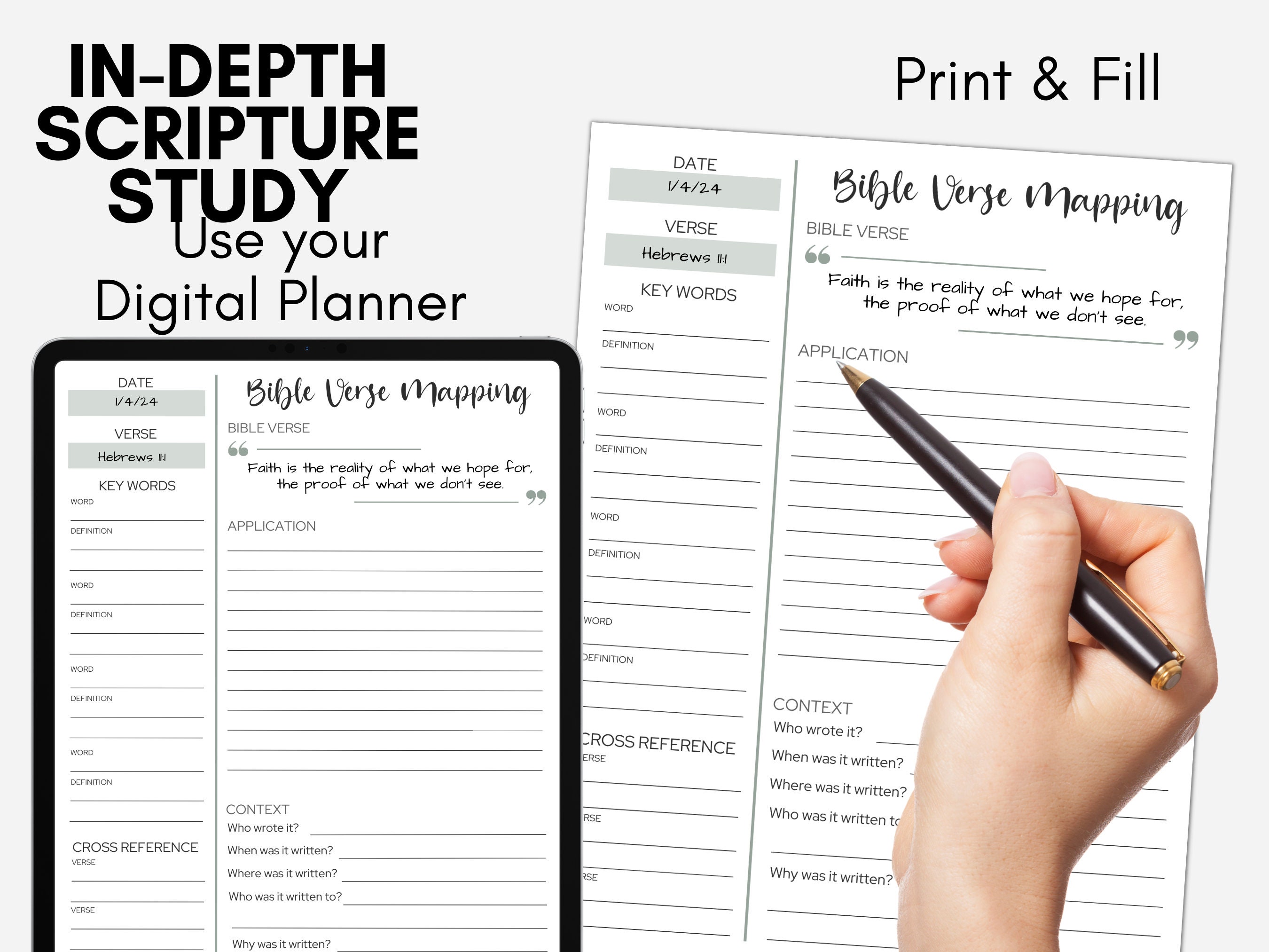 Bible Verse Mapping Template, Scripture Mapping Journal, Biblical Verse ...