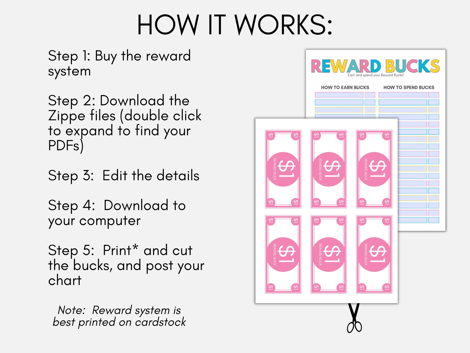 Editable Reward Bucks Printable, Chore Bucks, Printable Mom Bucks ...