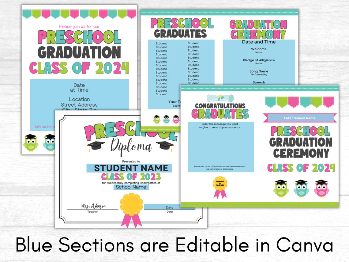 Preschool Graduation Templates, Prek Graduation Invite, Preschool ...