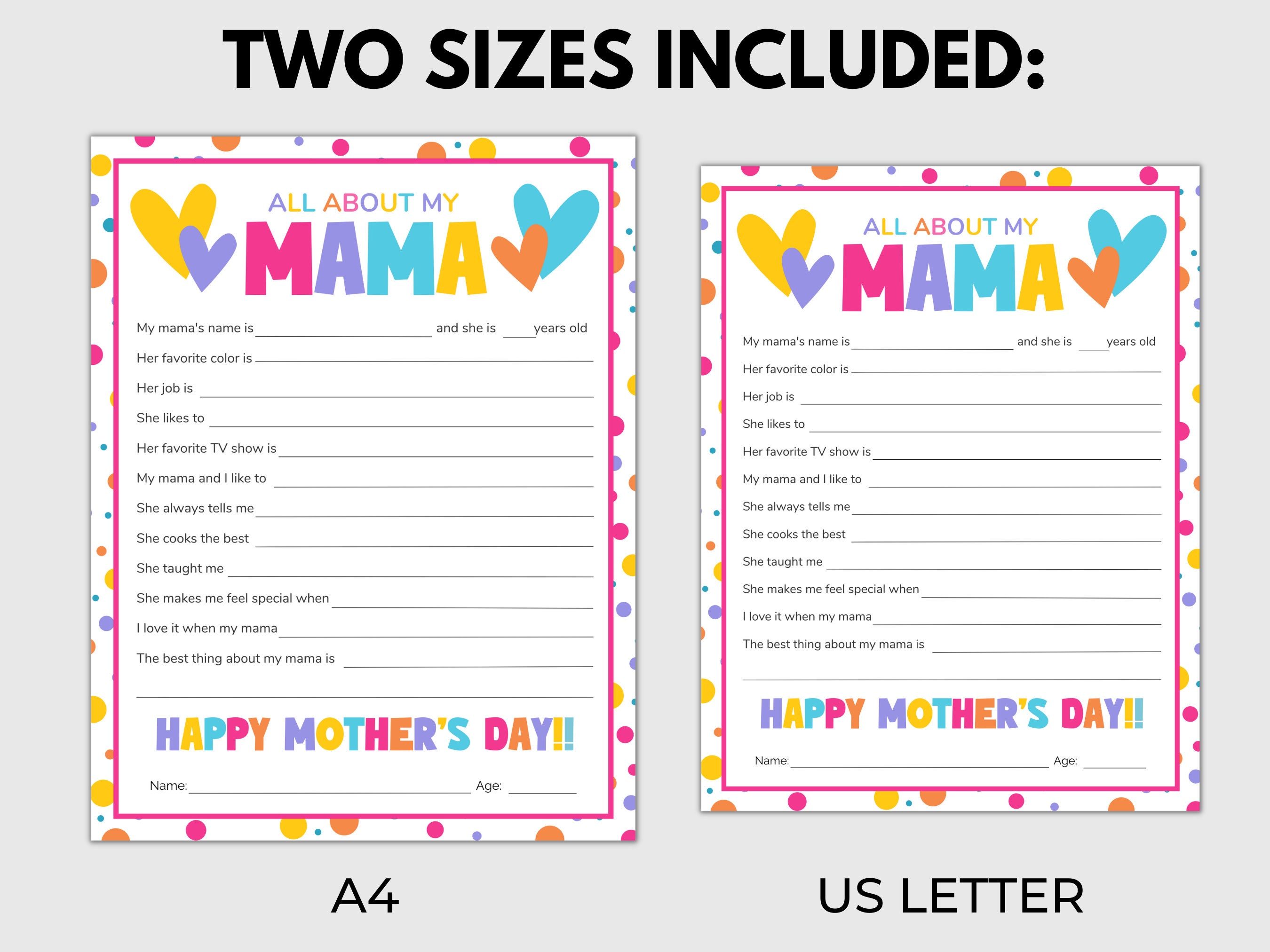 All About My Mama Printable, Mother's Day Gift, All About Mom Keepsake ...