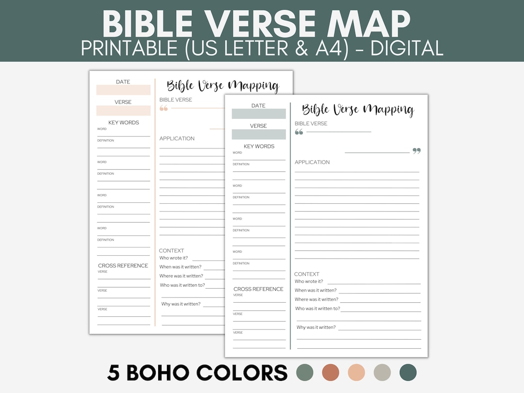 Bible Verse Mapping Template, Scripture Mapping Journal, Biblical Verse ...