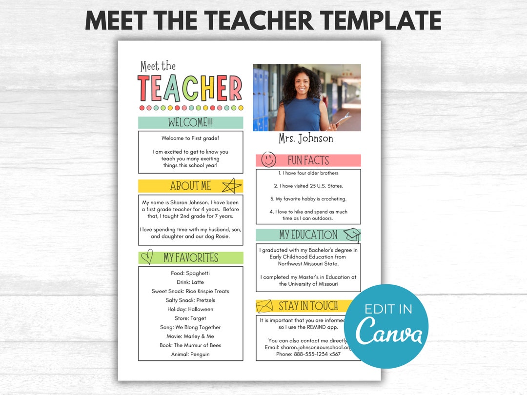 Meet the Teacher Template, Editable Meet the Teacher Template, Teacher ...