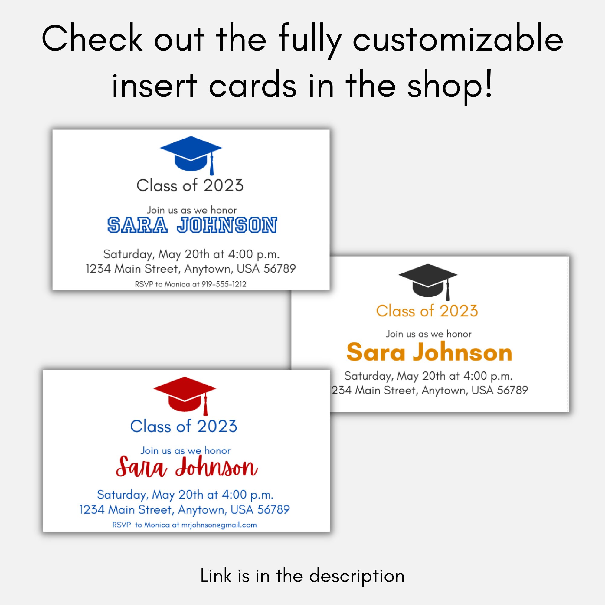 Printable Graduation Insert Card, Graduation Party Insert, Graduation ...