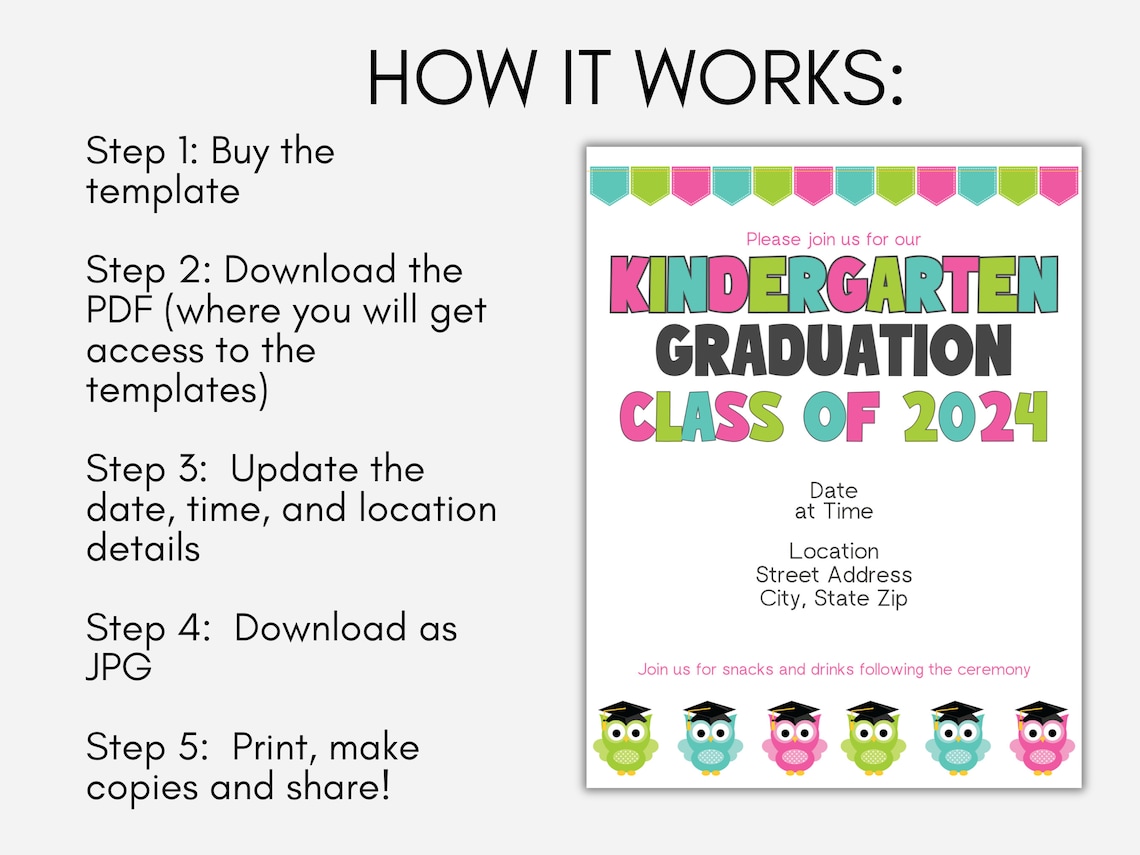 Kindergarten Graduation Invitation, Editable Kindergarten Graduation ...