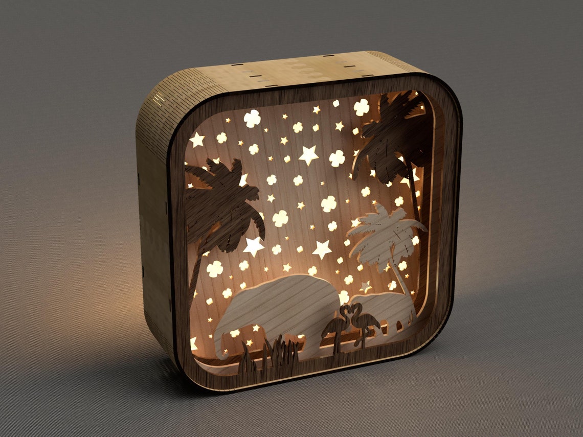 Safari Shadow Box Laser Cut Files: Lightbox SVG DXF PDF - Etsy UK