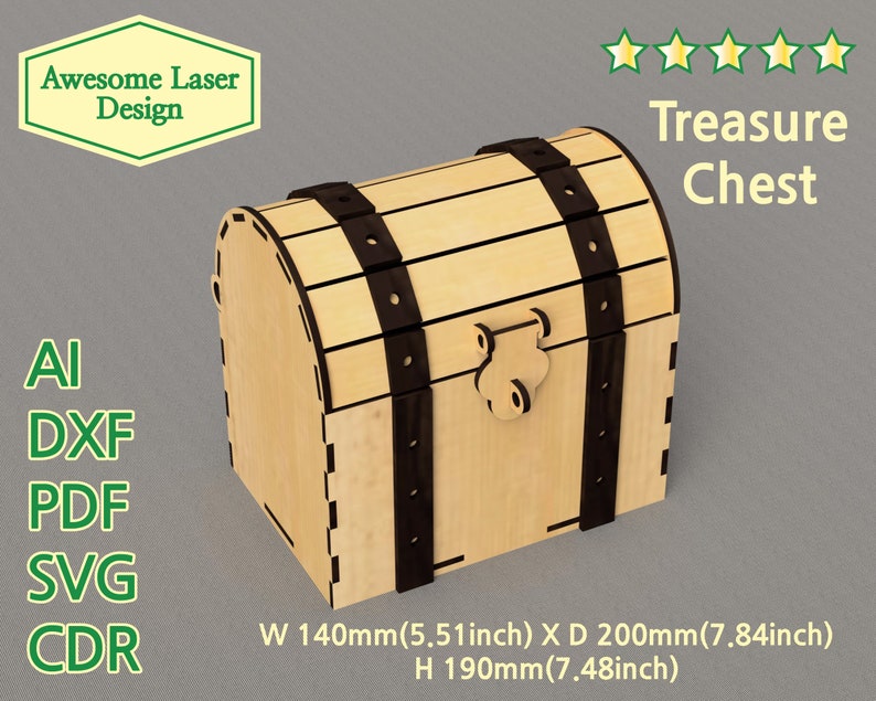Treasure Chest Laser Cut Files Svg Files Dxf Files for Laser - Etsy UK