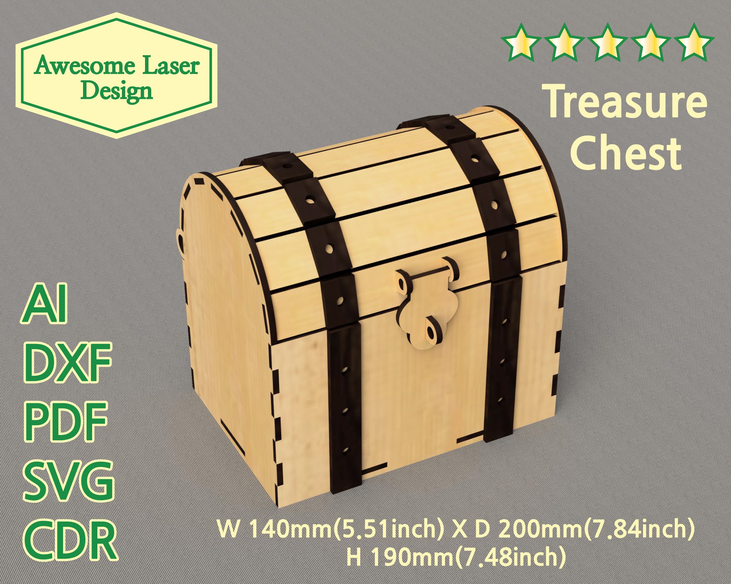 Treasure Chest Laser Cut Files Svg Files Dxf Files for Laser Lasercut ...