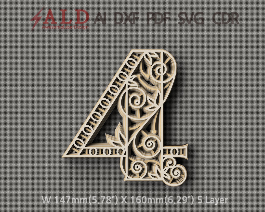 Number 4 Mandala Laser Cut Files Mandala Svg Files for Cricut Svg Dxf ...