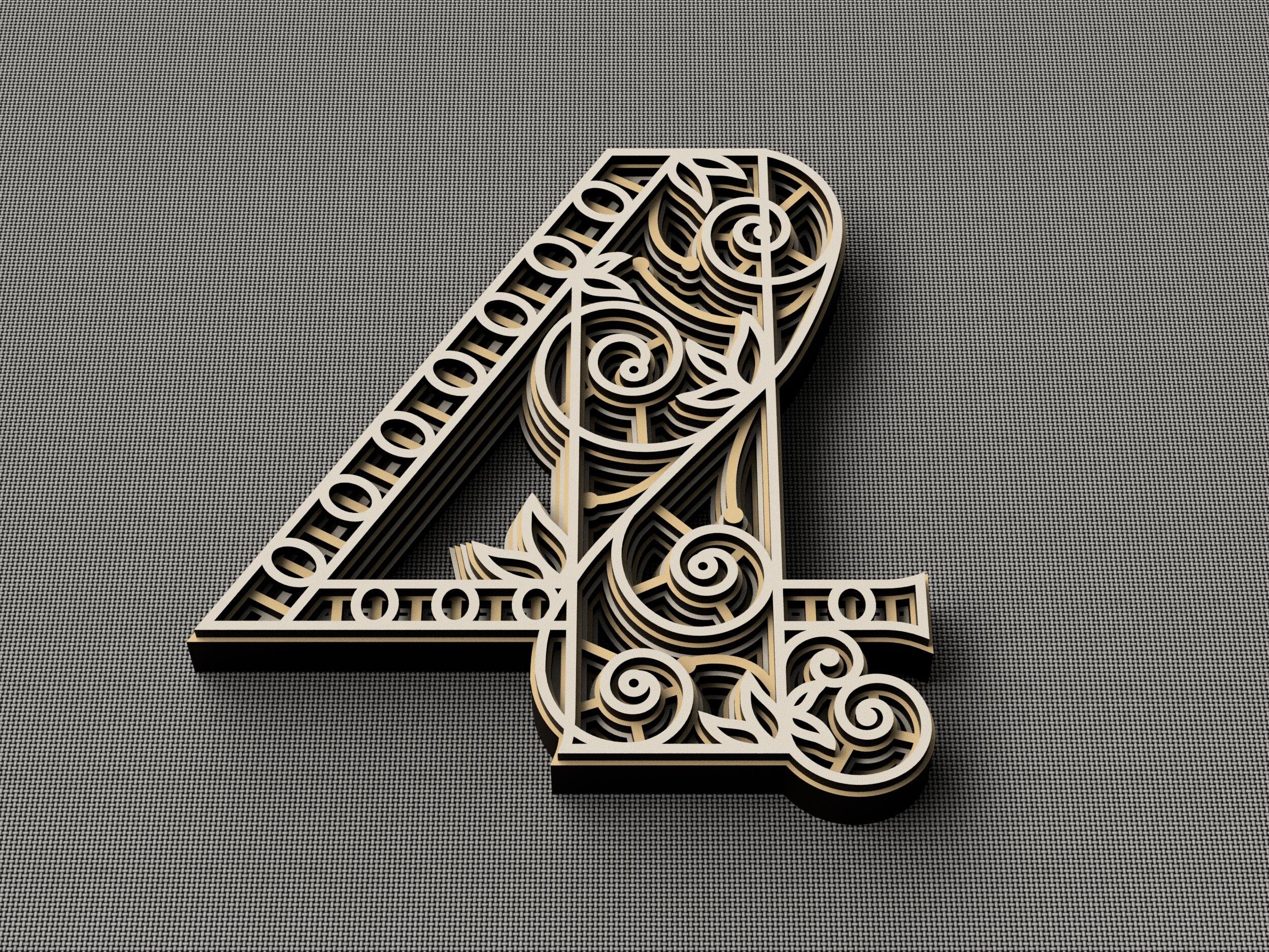 Number 4 Mandala Laser Cut Files Mandala Svg Files for Cricut | Etsy