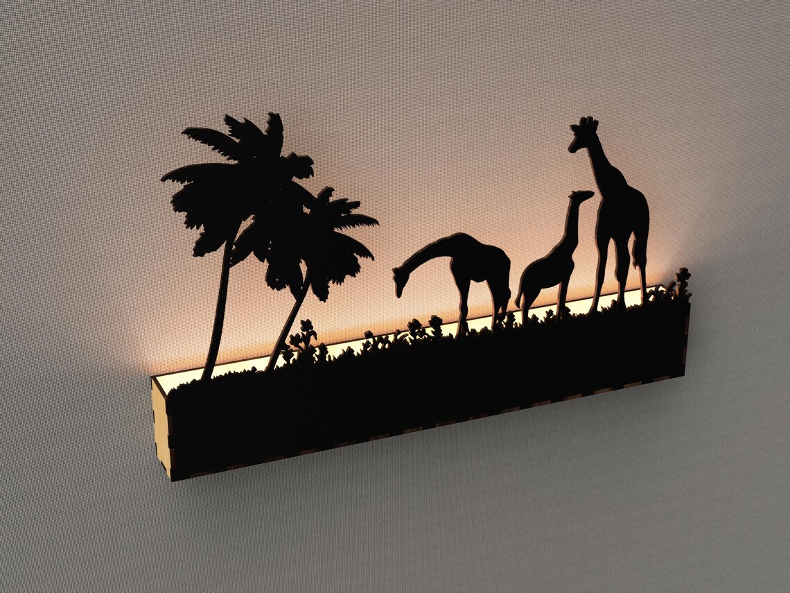 Safari Shadow Box Laser Cut Files: Giraffe Lightbox SVG DXF PDF - Etsy