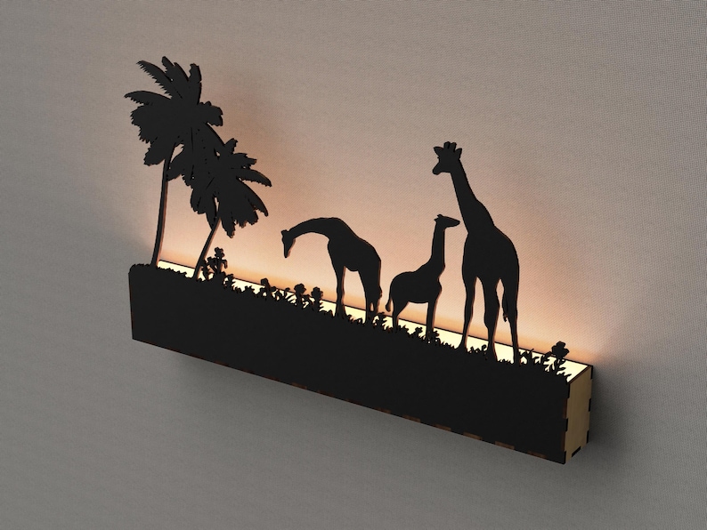 Safari Shadow Box Laser Cut Files: Giraffe Lightbox SVG DXF PDF - Etsy