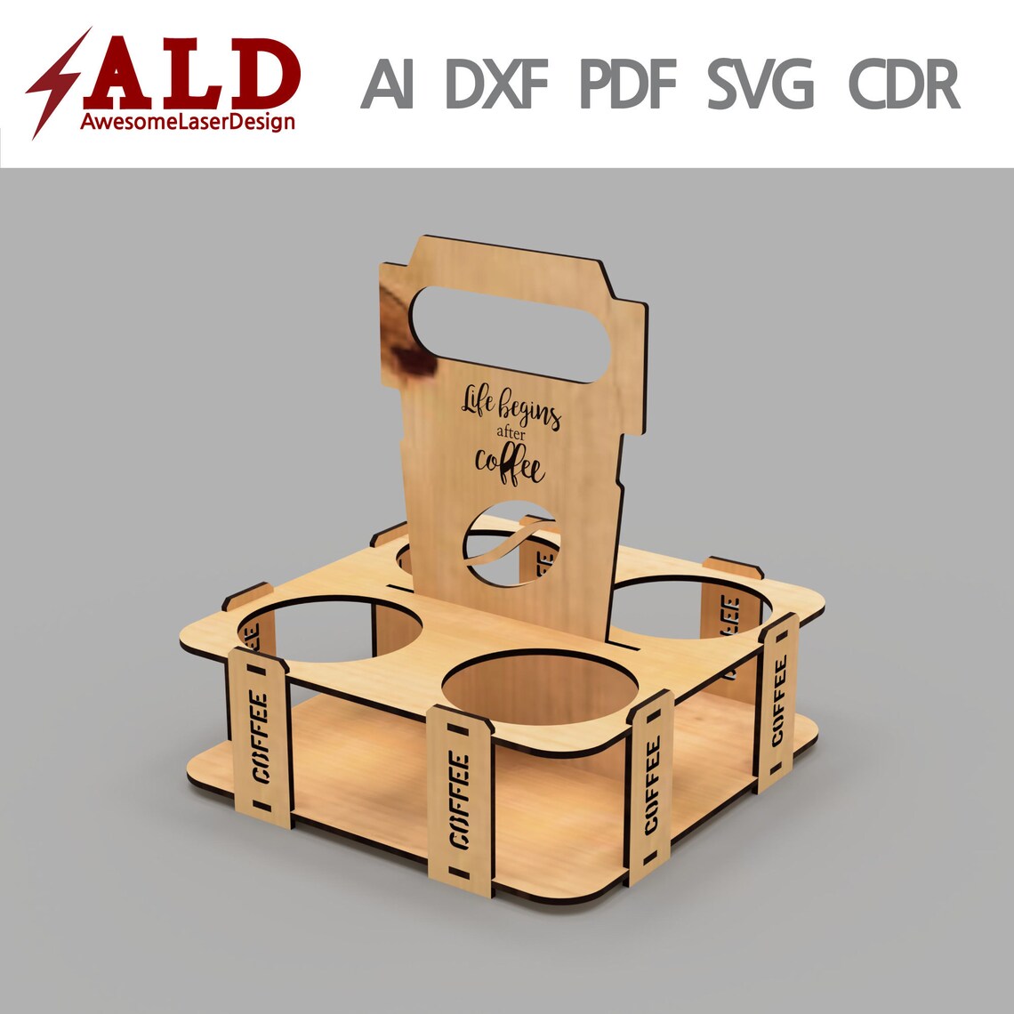 Coffee Carrier Laser Cut Files Pdf Svg Files Dxf Files for Laser ...