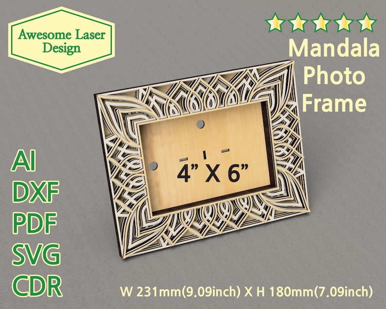 Photo Frames Mandala Laser Cut File Svg Files Dxf Files for - Etsy