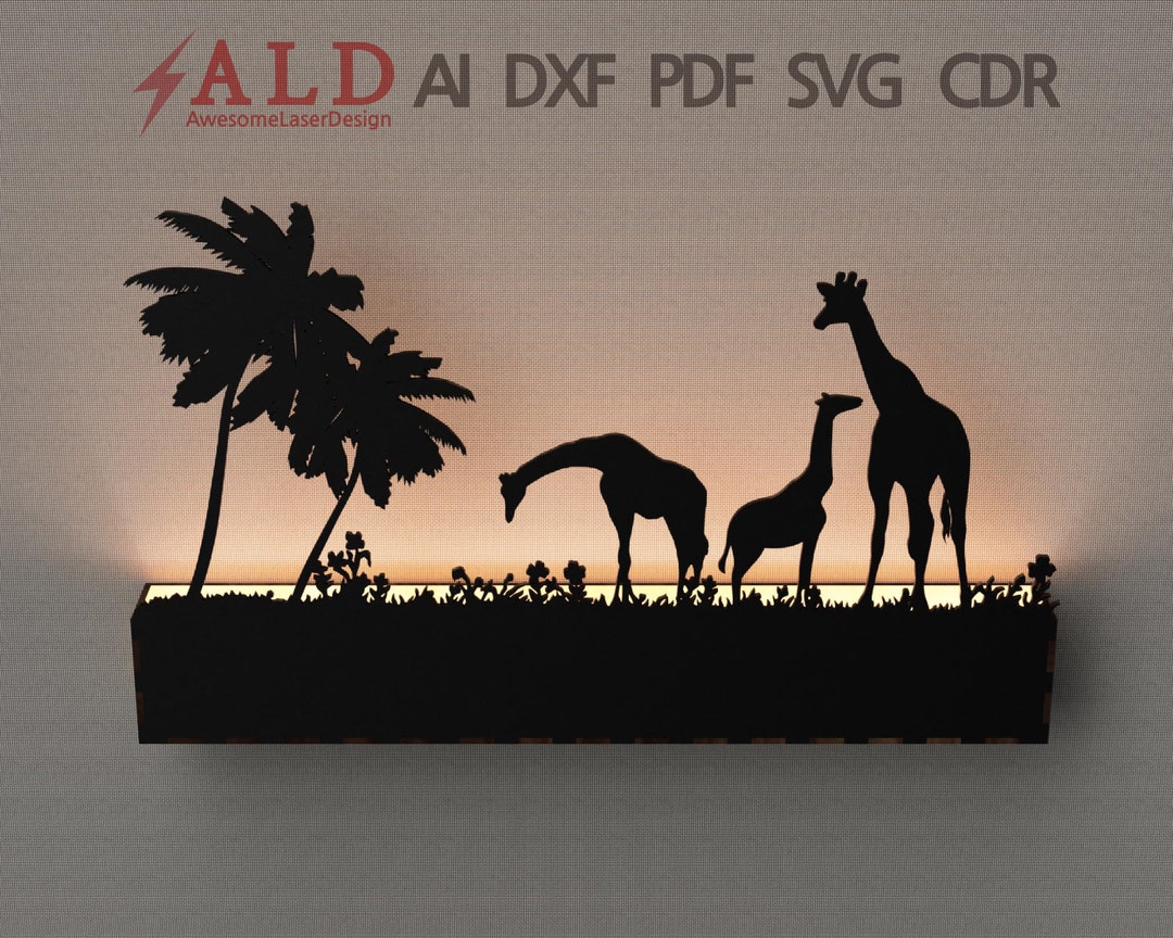 Safari Shadow Box Laser Cut Files: Giraffe Lightbox SVG DXF PDF - Etsy