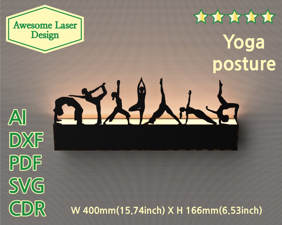 Yoga Shadow Box Laser Cut Files: Lightbox Template (SVG, DXF, PDF) - Etsy