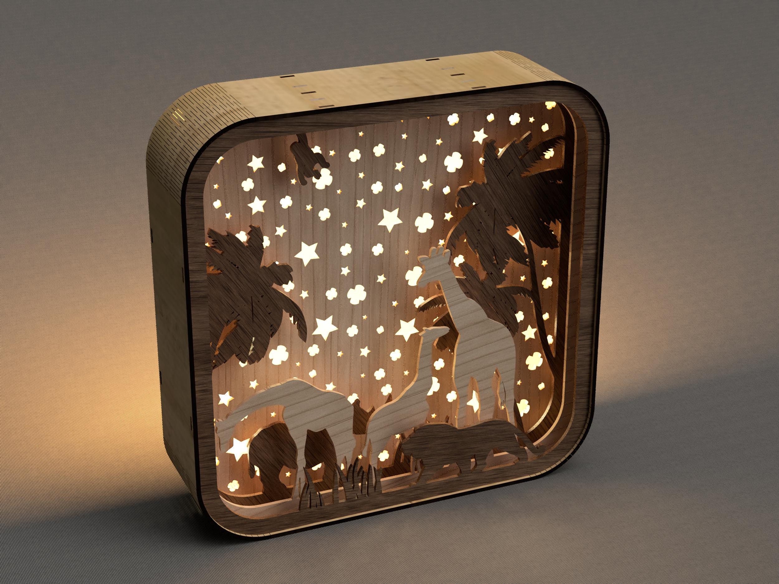 Safari Shadow Box Laser Cut Files: Lightbox SVG DXF PDF - Etsy