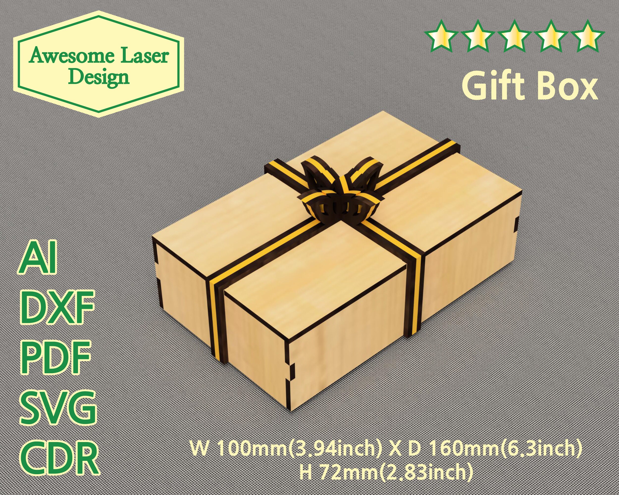 Gift Box Laser Cut Files Svg Files Dxf Files for Laser - Etsy