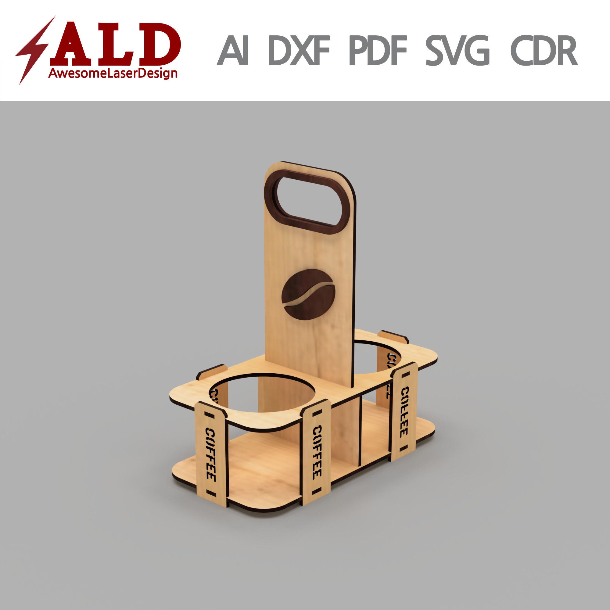 Coffee Carrier Laser Cut Files Pdf Svg Files Dxf Files for Laser ...