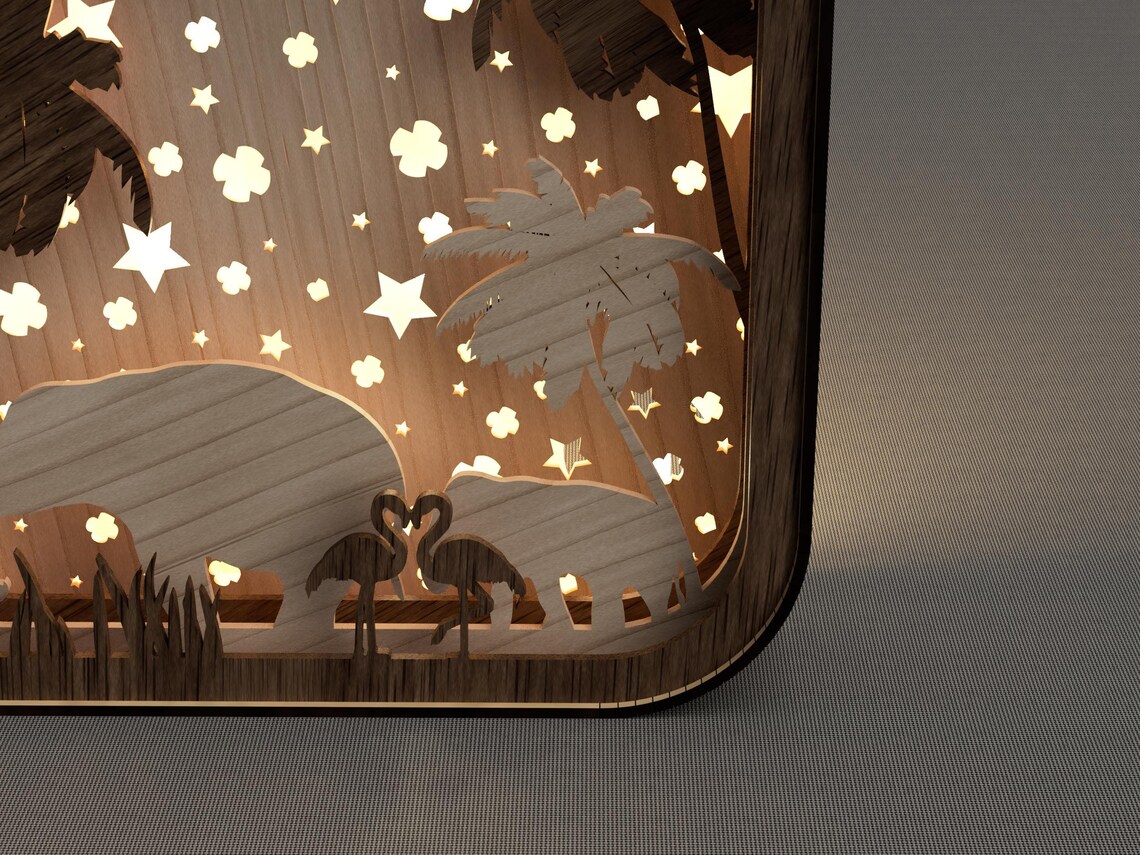 Safari Shadow Box Laser Cut Files: Lightbox SVG DXF PDF - Etsy UK