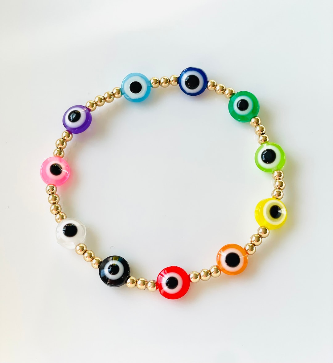 Rainbow Evil Eye Bracelet - Etsy