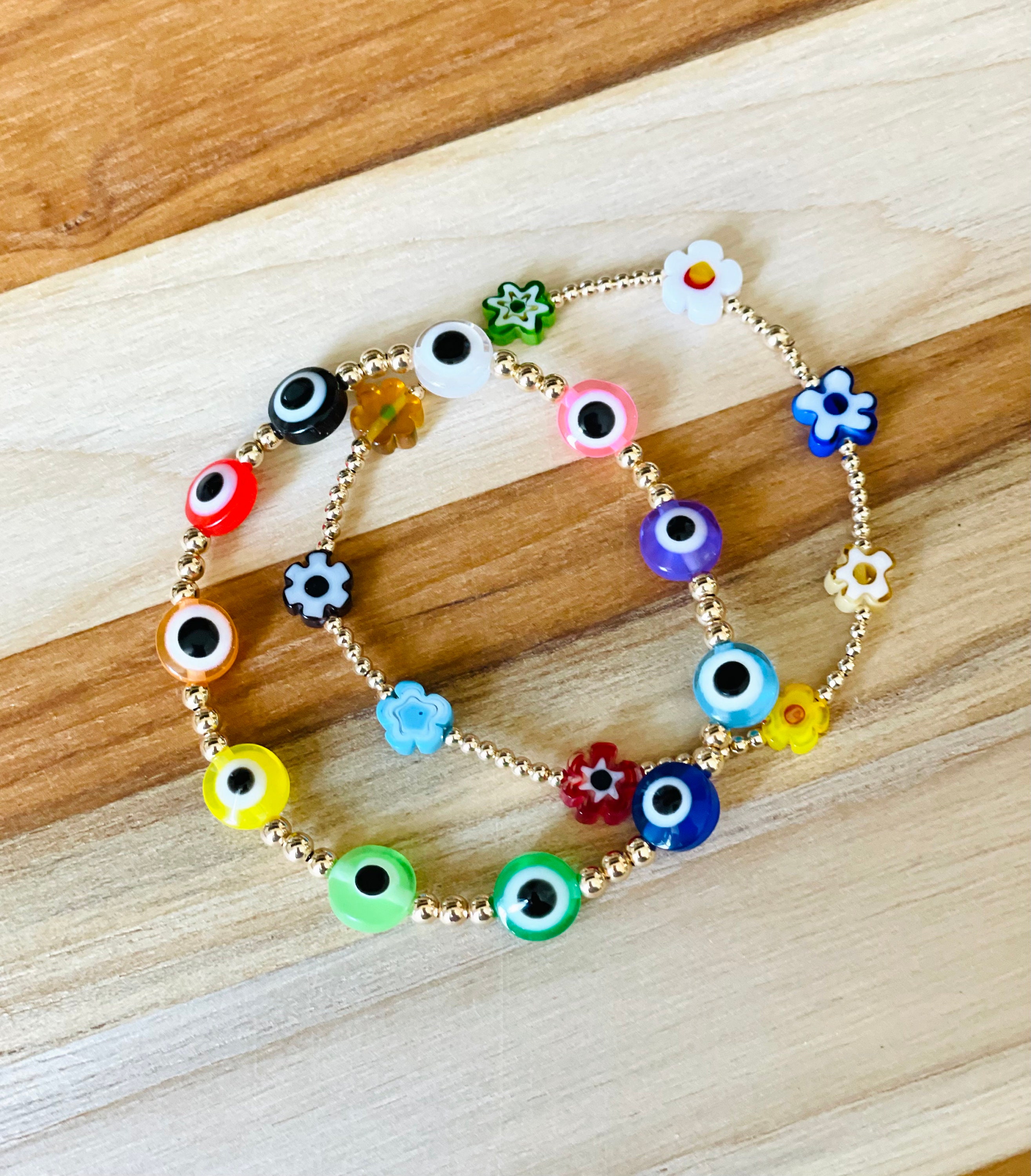 Rainbow Evil Eye Bracelet - Etsy