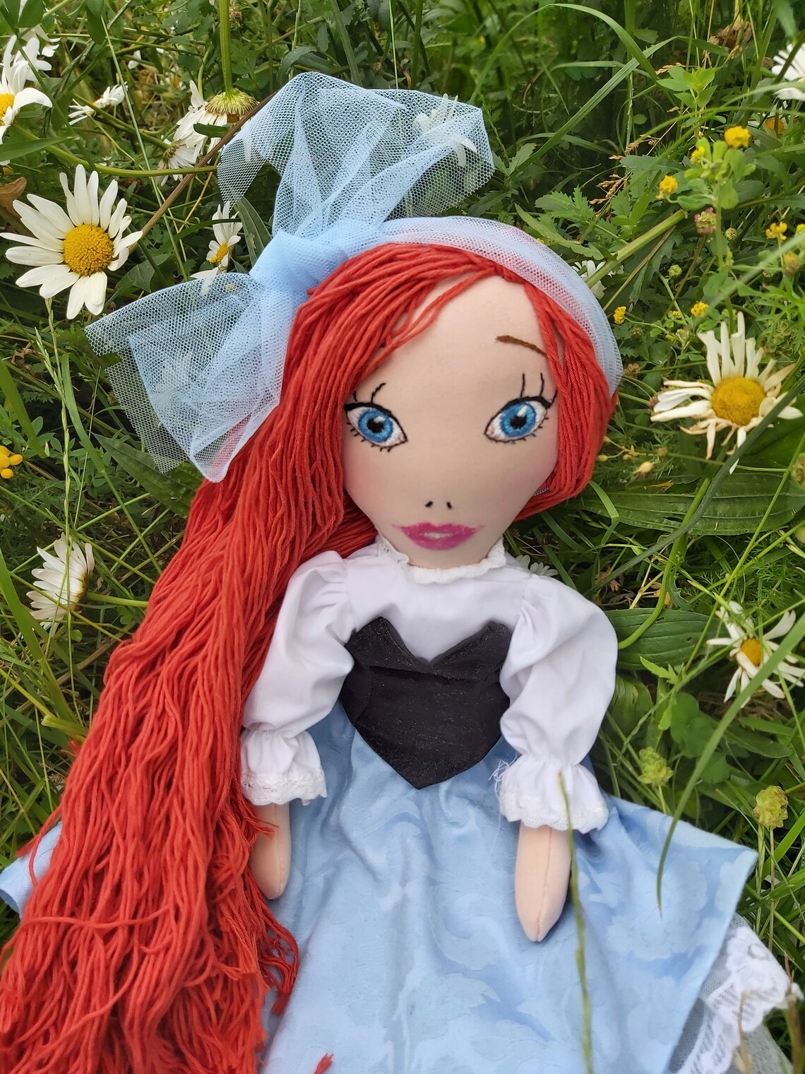 Little Mermaid Ariel Handmade Cloth Rag Doll in Blue Dress and - Etsy