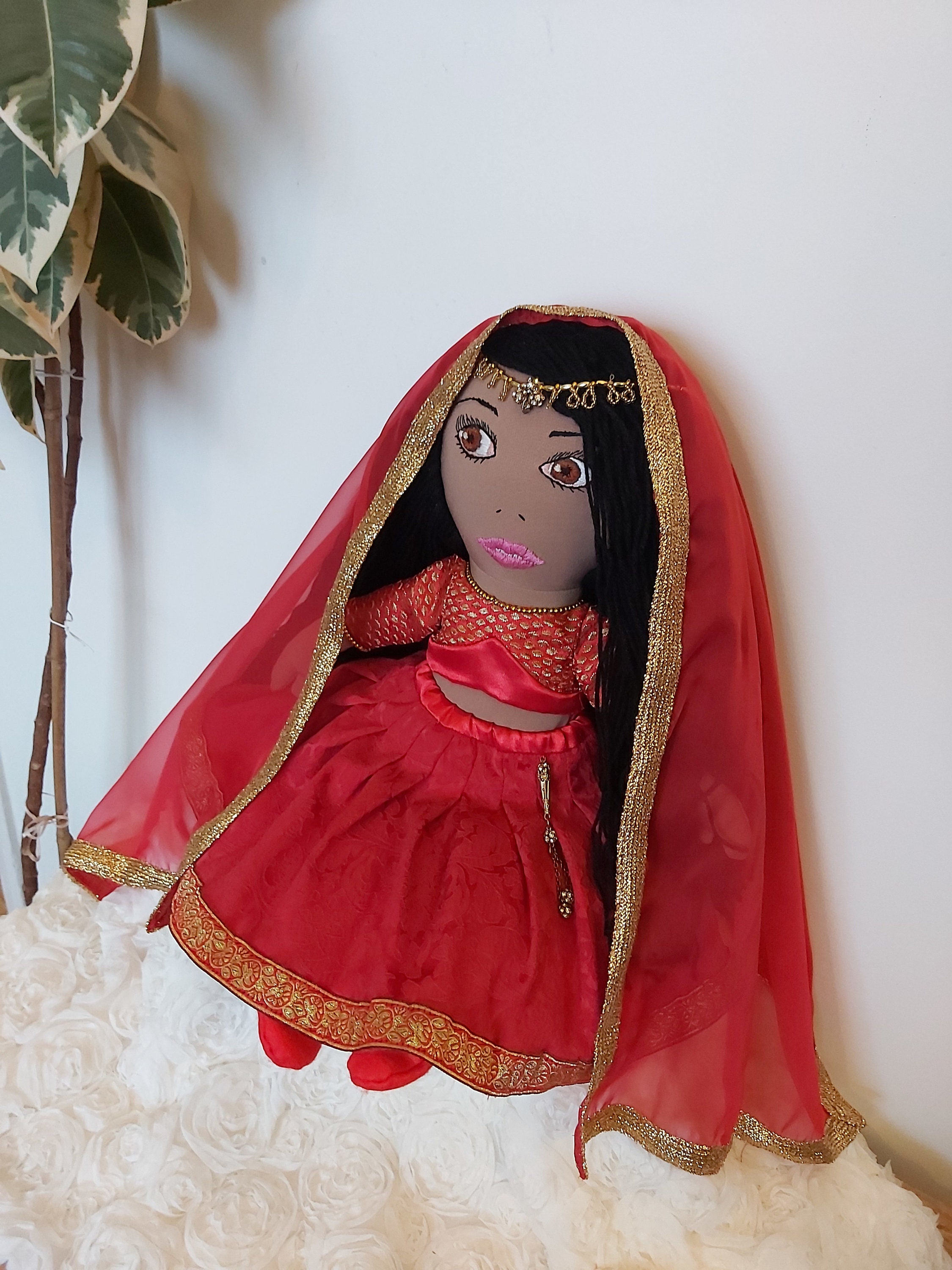 Handmade Indian Rag Doll in Lace Red Sari Dress | Etsy