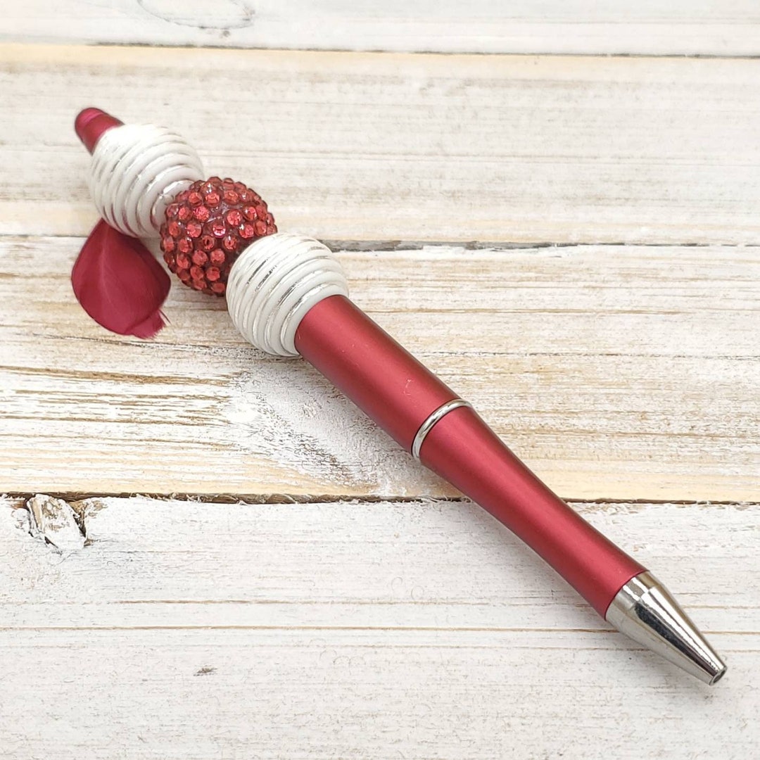 Red Beaded Pen, Fidgets for Adults, Anxiety Relief Gift, Graduation ...