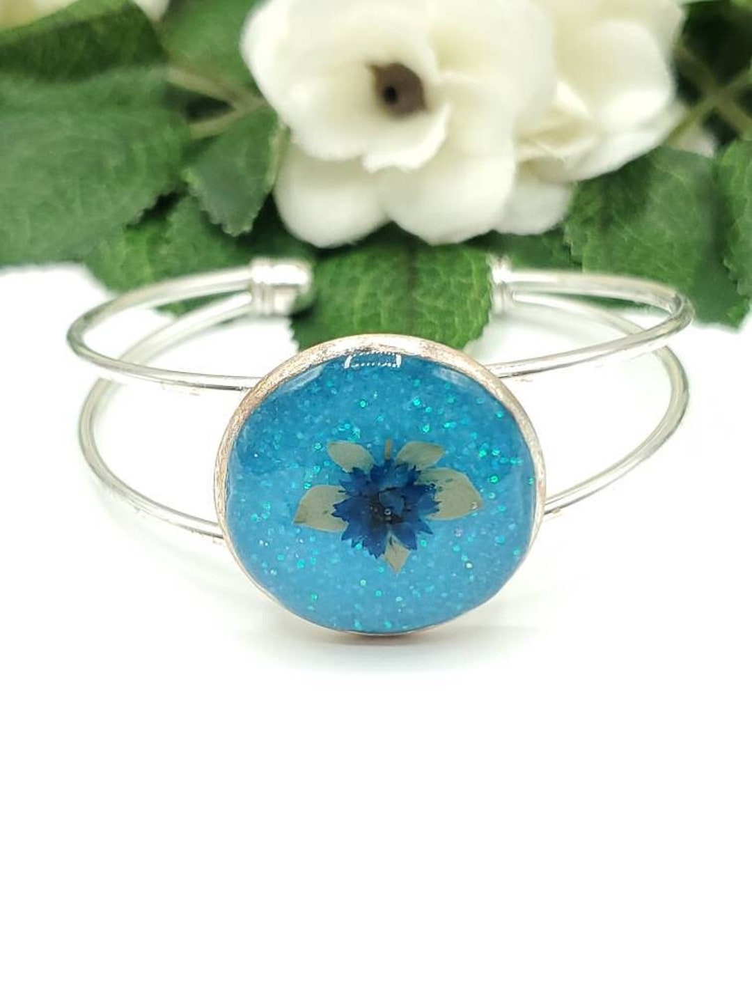 Blue Flower Bracelet, Plant Mom Gift, Unique Gift for Daughter ...