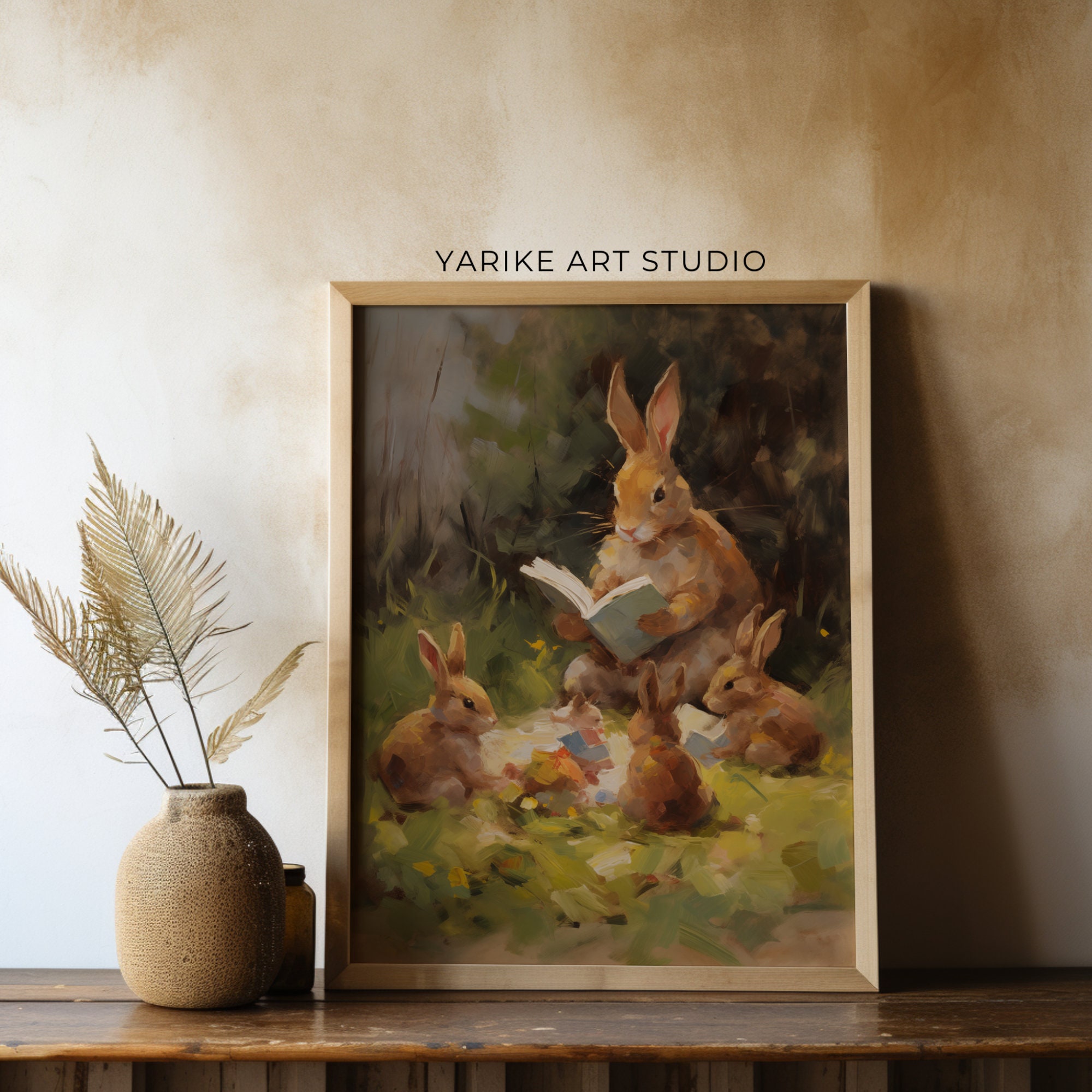 Spring Bunny Rabbit Family Spring Decor Vintage Spring Printable ...