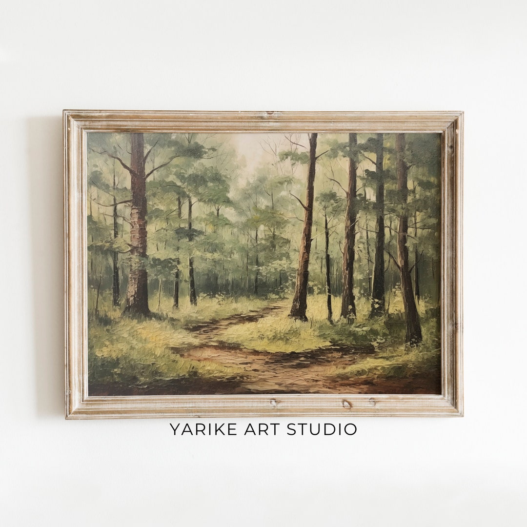 Printable Rustic Forest Print | Country Forest Art | Antique Autumn Art ...
