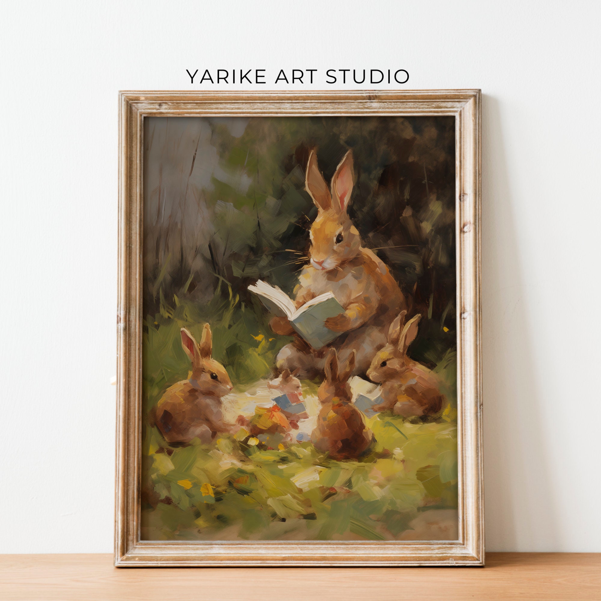 Spring Bunny Rabbit Family Spring Decor Vintage Spring Printable ...