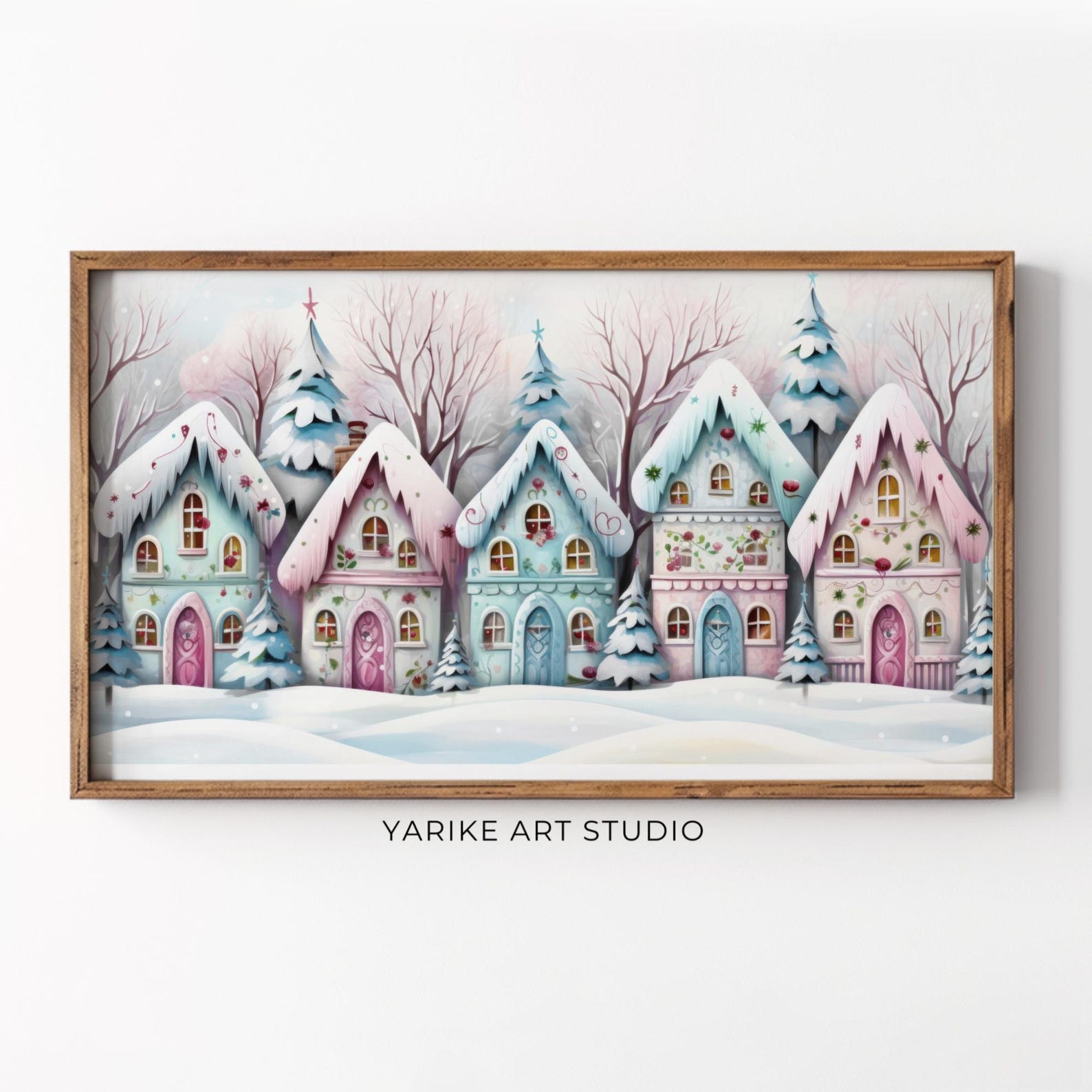 Winter Village Samsung Frame TV Art, Christmas Houses Digital ...