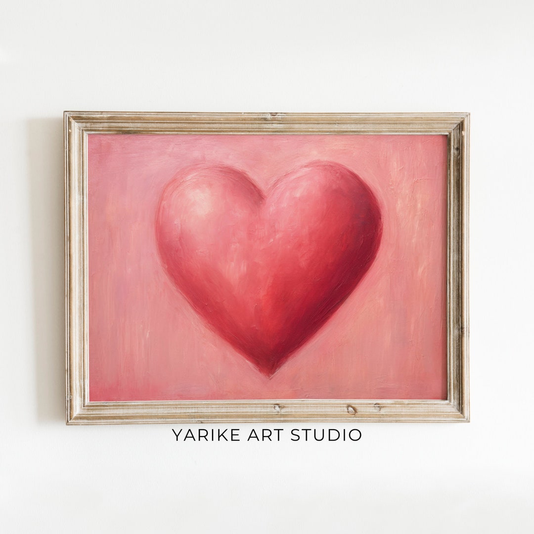 Valentines Day Pink Heart Art Valentines Wall Art Valentines Day Decor ...