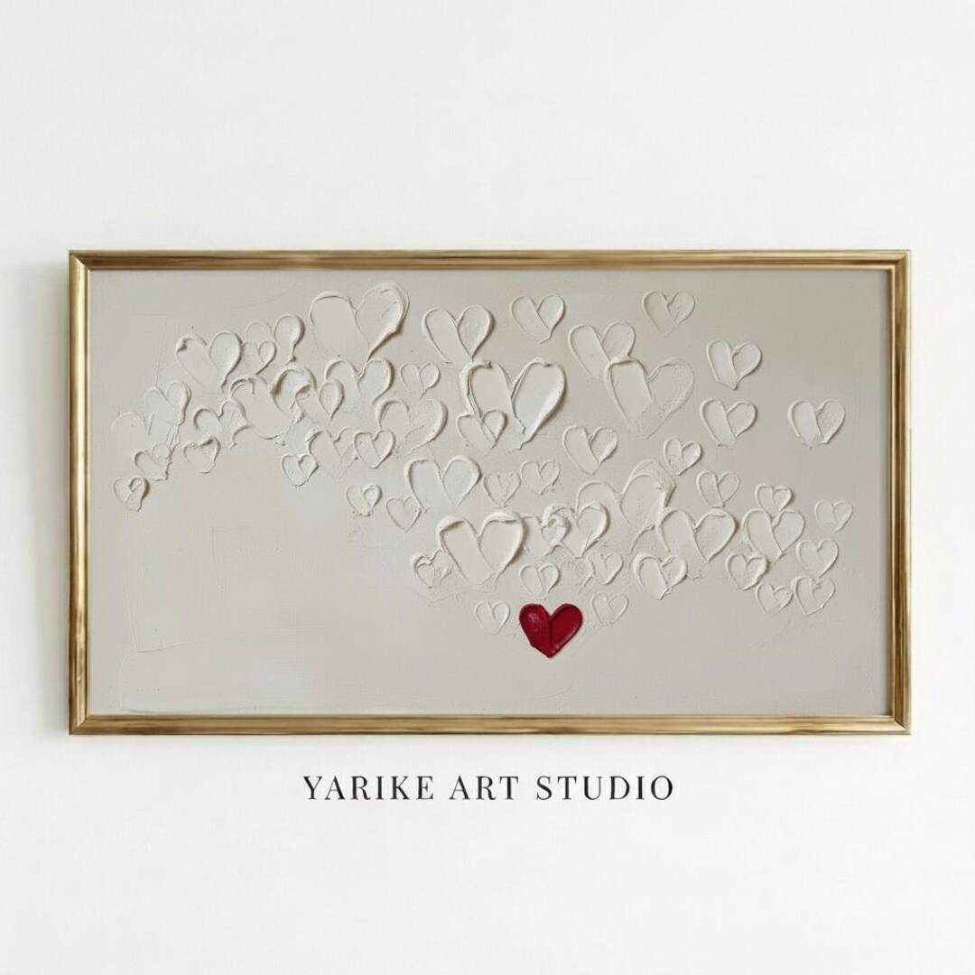 Minimal Valentine Hearts Oil Texture Painting | Modern Love Samsung ...