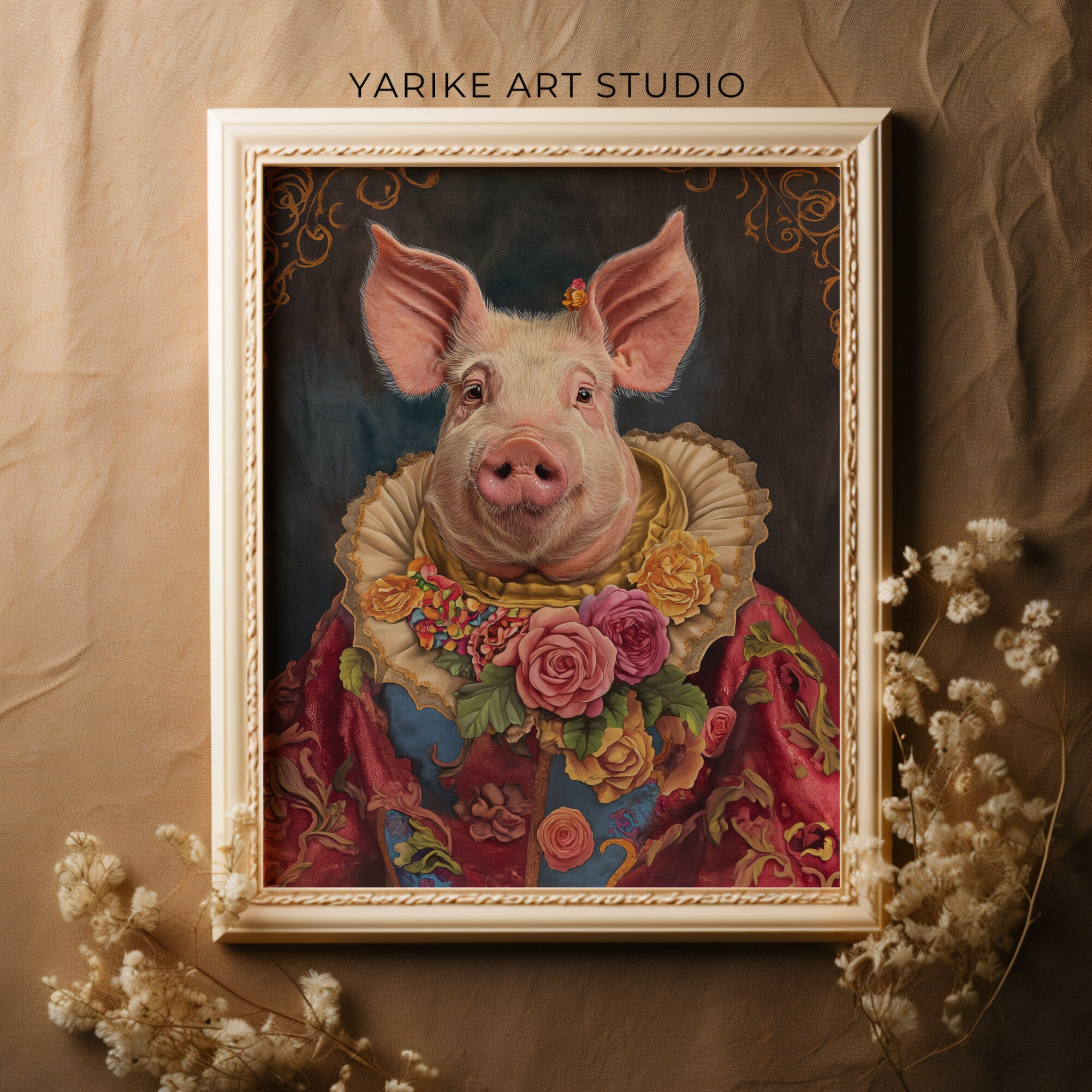 PRINTABLE Pig Portrait Print Folk Art Pig Painting Folk Art Prints Fine ...