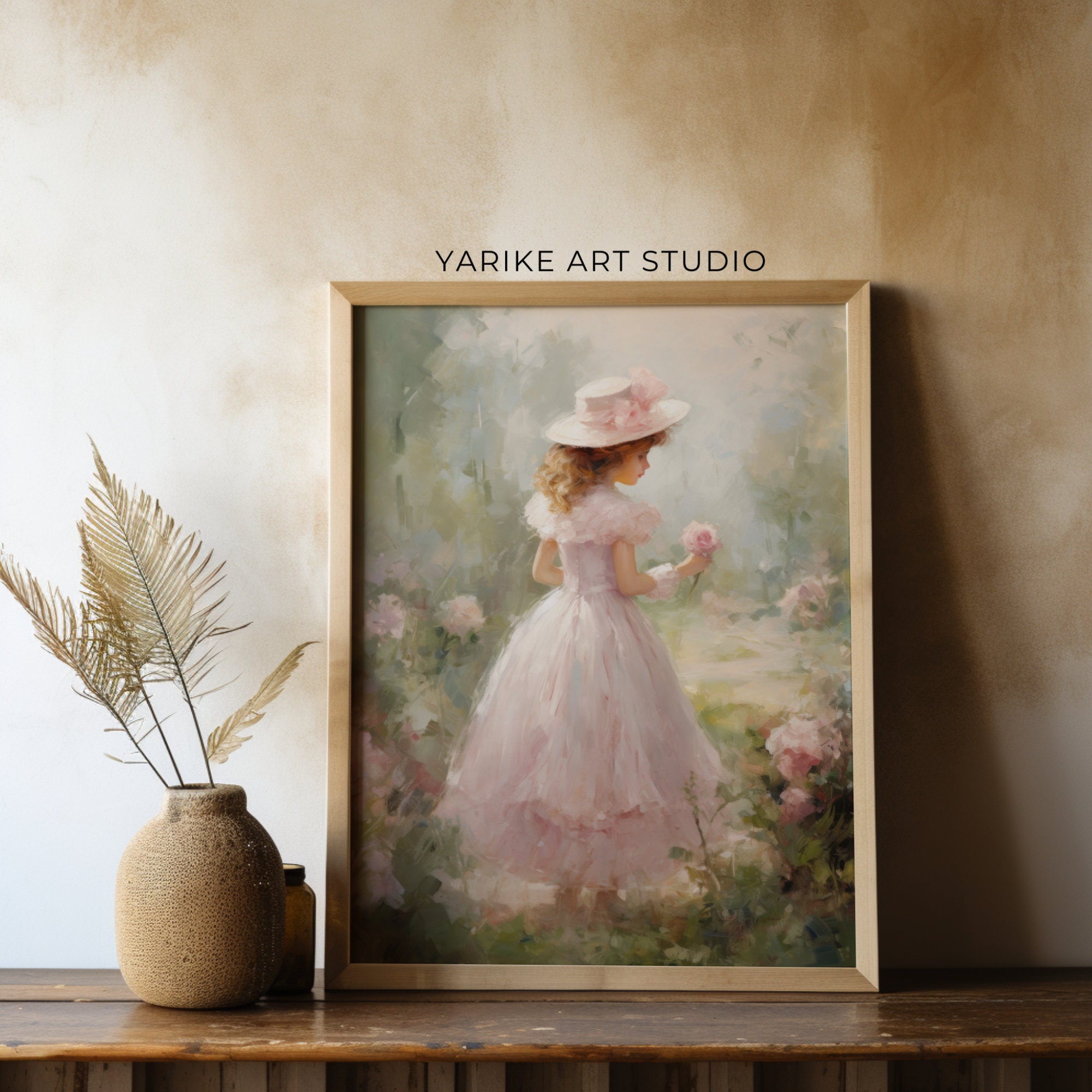 Woman in Flower Garden Landscape Oil Painting Spring Decor Spring Print ...