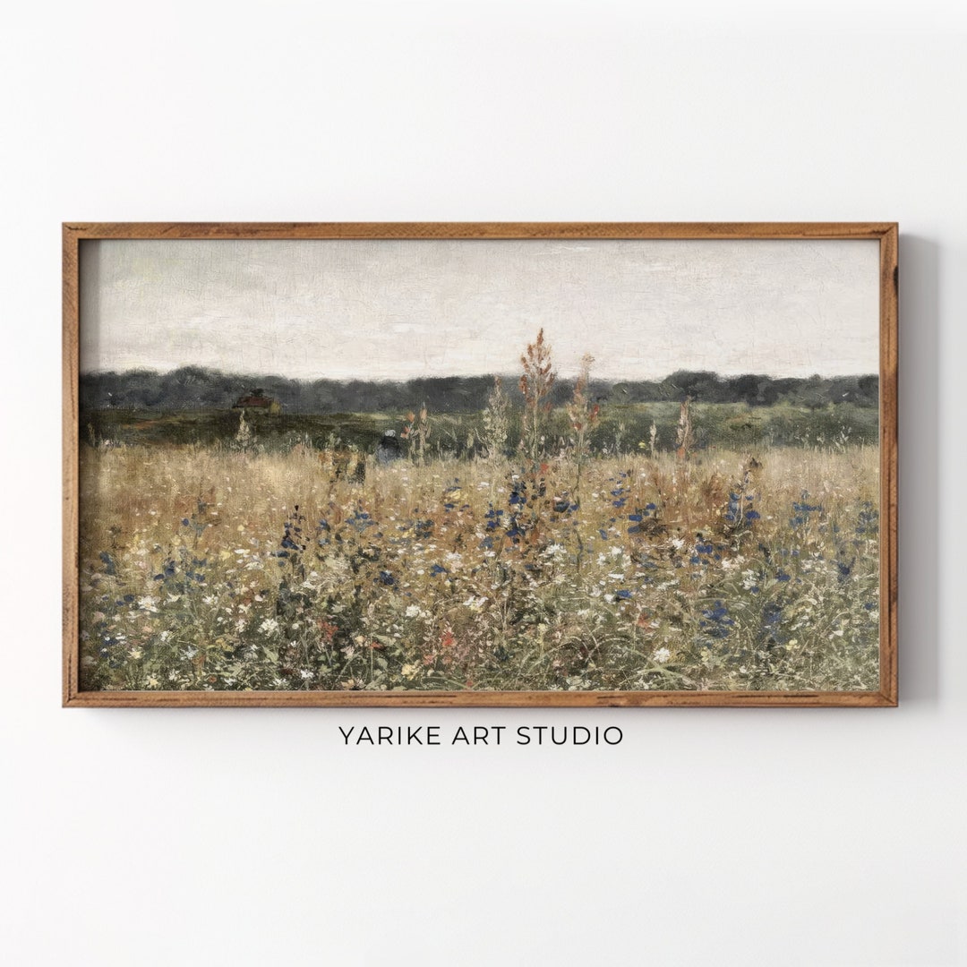 Samsung Frame TV Art Spring Wildflower Field Landscape Muted Flower ...