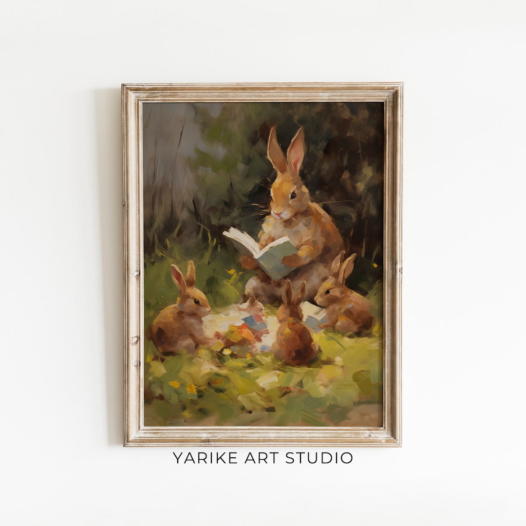 Spring Bunny Rabbit Family Spring Decor Vintage Spring Printable ...