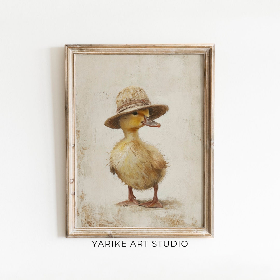 Vintage Duck Portrait Painting Rustic Wall Art Decor Vintage Farmhouse ...