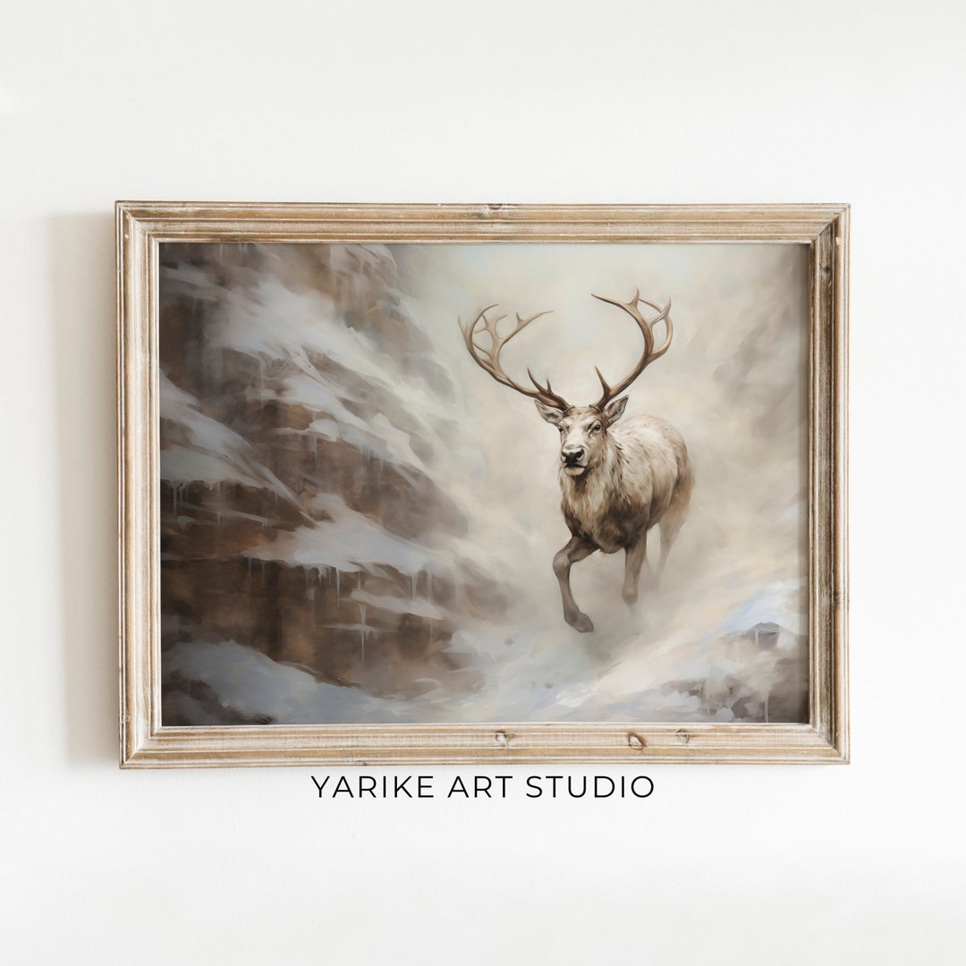 Running Winter Deer Art Print | Christmas Prints | Printable Wall Art ...