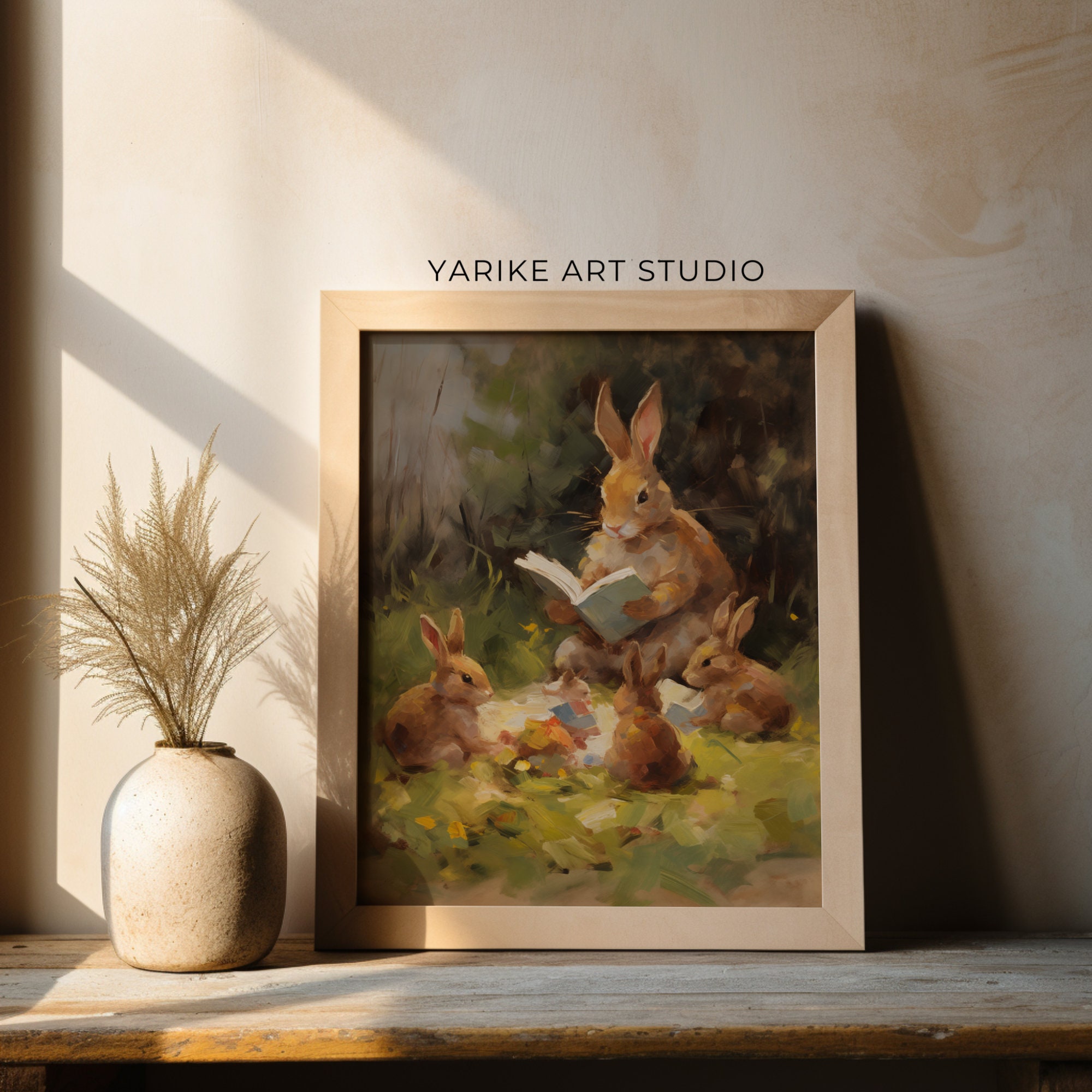 Spring Bunny Rabbit Family Spring Decor Vintage Spring Printable ...