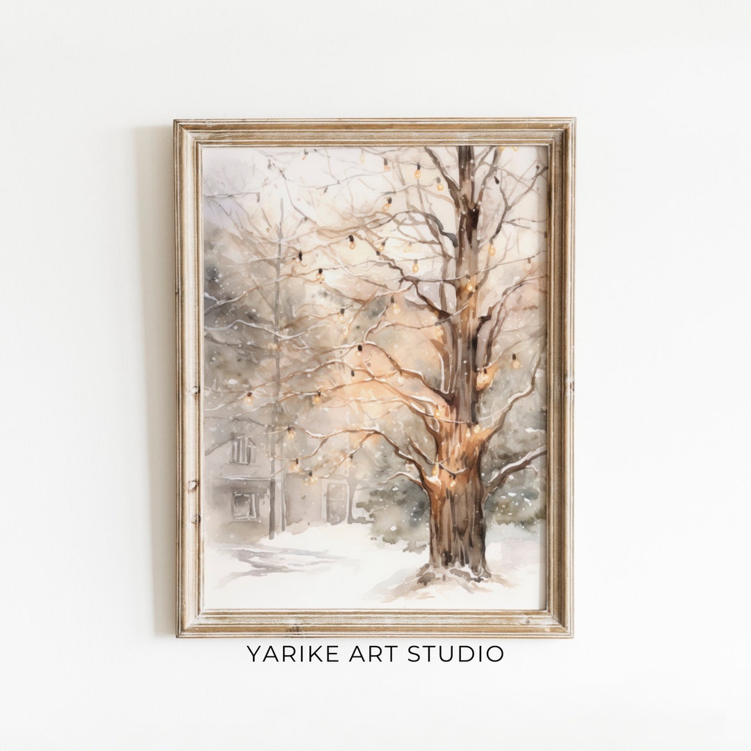 Winter Tree Print Watercolor Christmas Painting PRINTABLE Wall Art ...